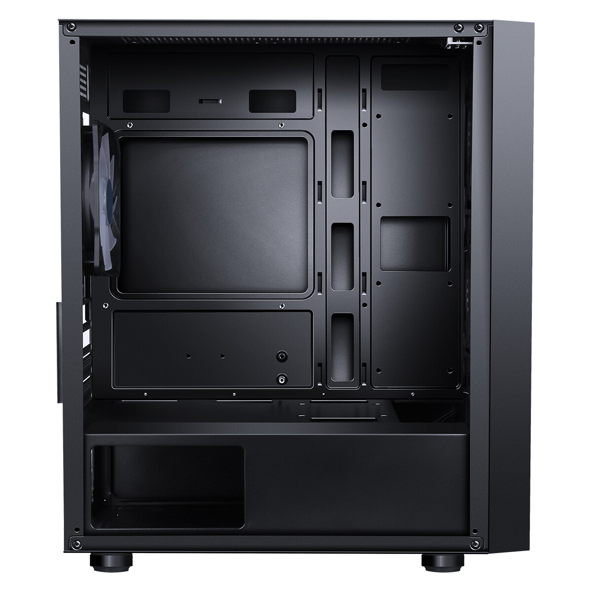 Terra Gaming PC Computer Case mATX Tower 4x RGB LED Fans Tempered Glass ...