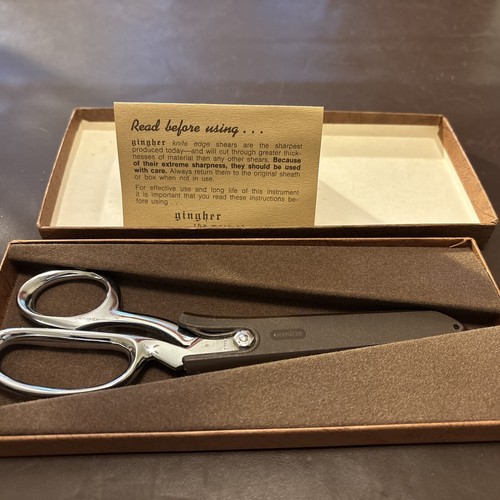 Vintage Gingher Knife-Edge G-8 Shears Scissors Chrome Brazil Box Guard ...
