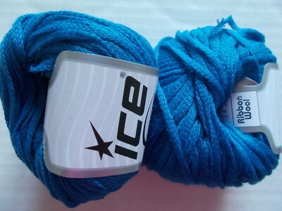 Ice Yarns Ribbon Wool wool blend yarn, blue, lot of 2, (71 yds ea) | eBay