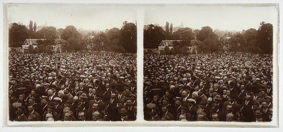 Mob Men for Listening One Voice Output c1920 Photo Plate Vintage Stereo ...