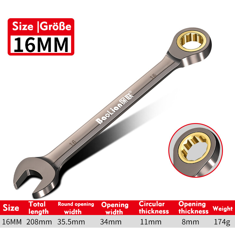 Ratchet Spanner Combination Fixed & Flexi 6 - 32mm Different Sizes Tool ...
