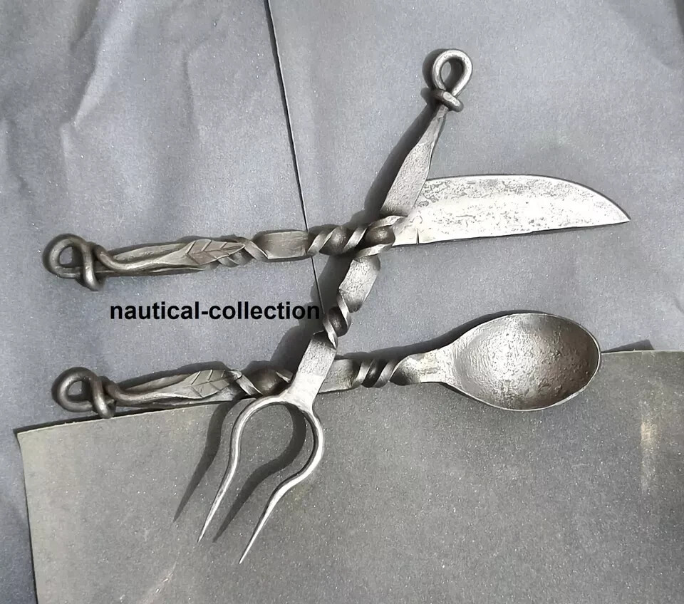 Cutlery Set Iron Spoon Fork Knife Viking Medieval Feastware Feasting ...