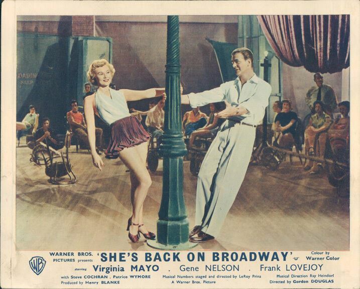 SHE'S BACK ON BROADWAY VIRGINIA MAYO DANCING SHORT SKIRT GENE NELSON ...