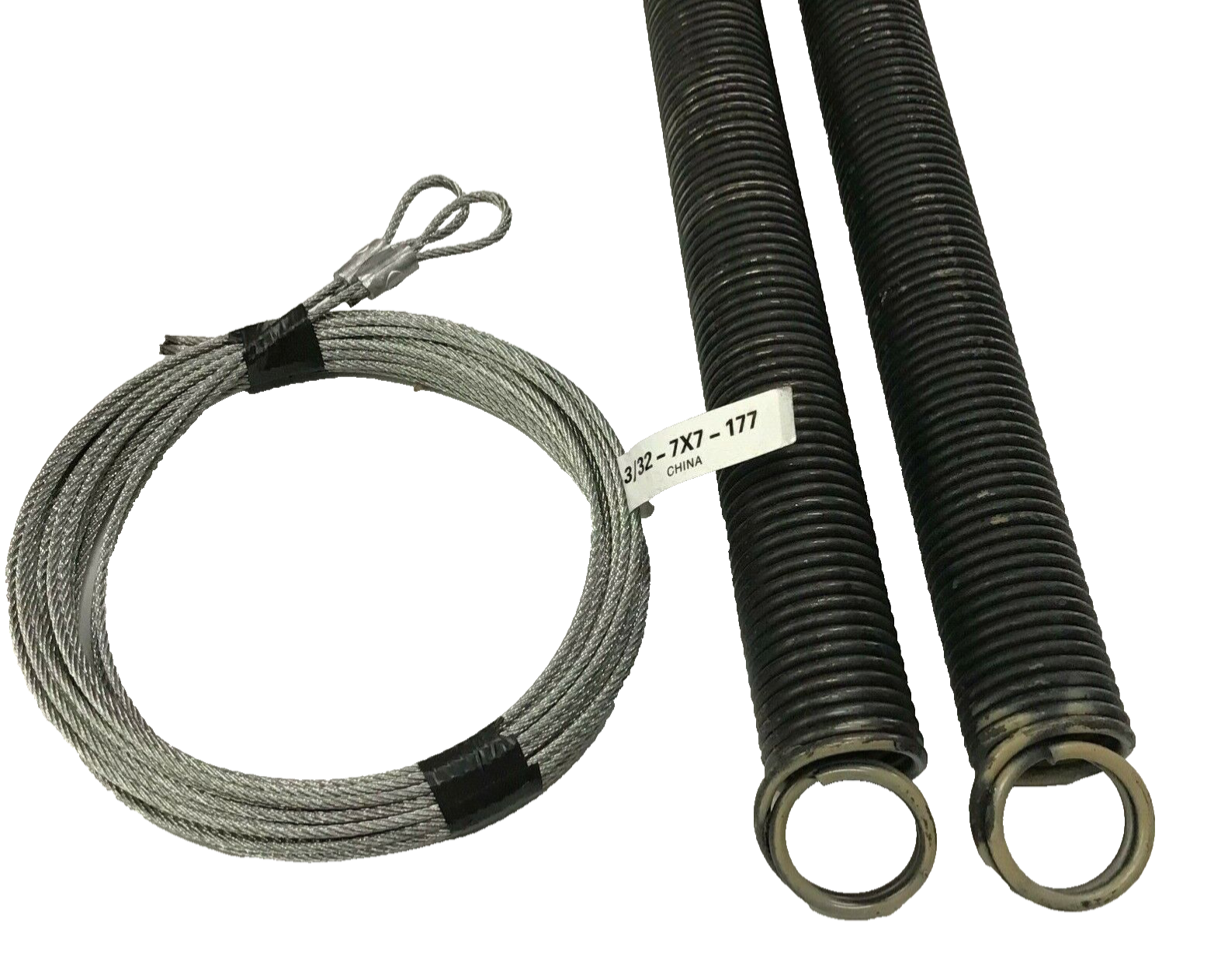 27-48-100lbs 8' Tan Extension Spring Safety Cables Double Loop Ends ...