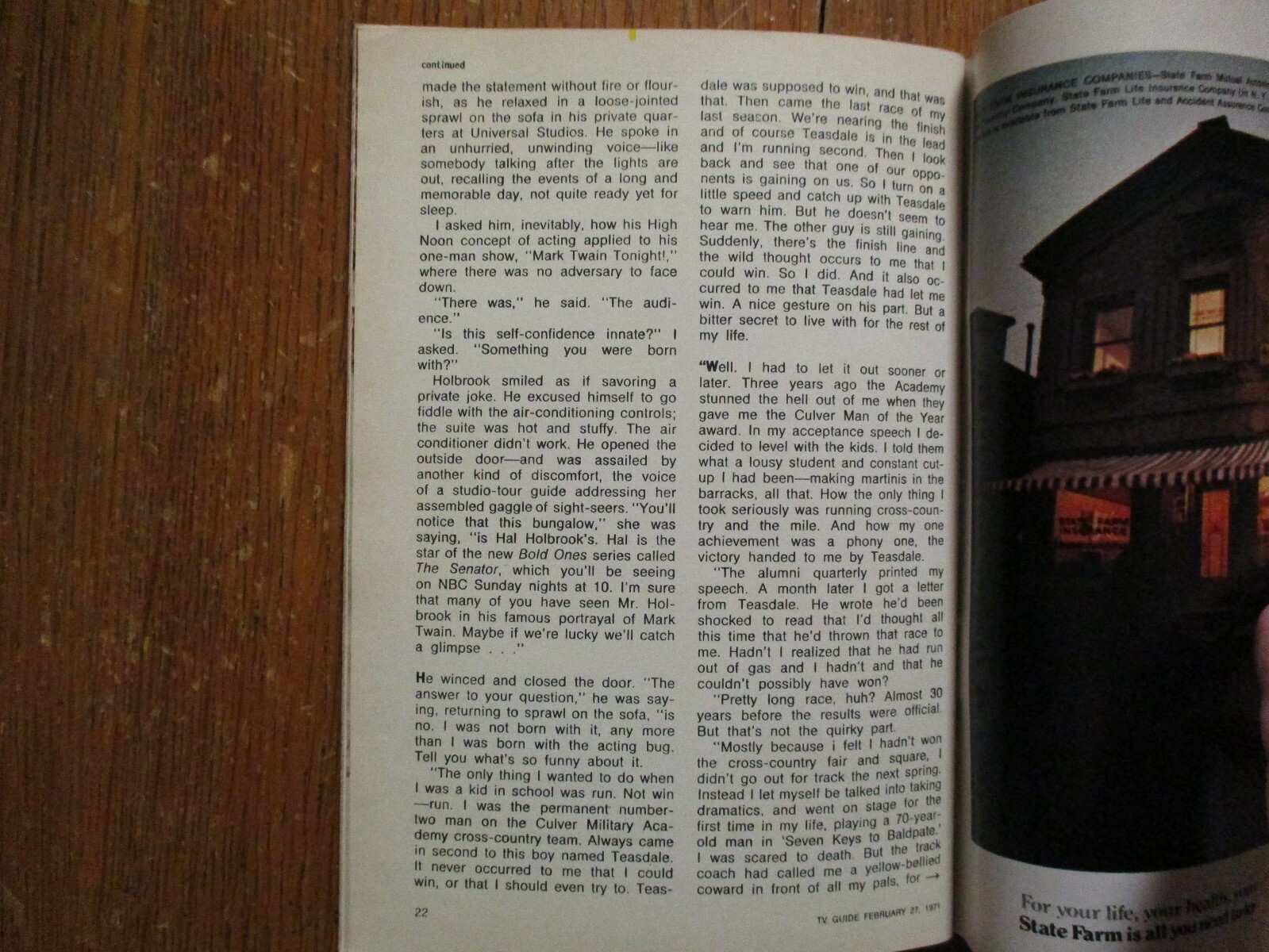 Feb 27, 1971 TV Guide(HAL HOLBROOK/SHARON ACKER/GENE BUA/TONI BULL/THE ...