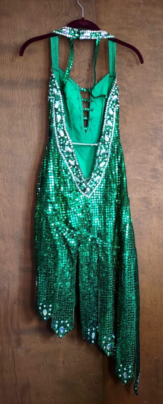 CUSTOM MADE SEQUIN & RHINESTONE BALLROOM DRESS in Eme… - Gem