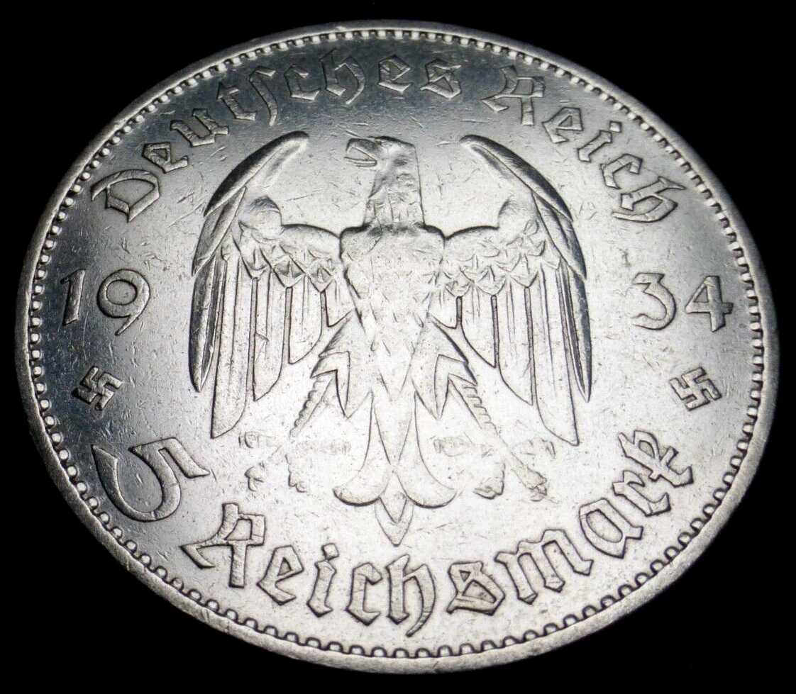 Nazi Silver Coin 5 Reichsmark Potsdam Church Info Labeled Third Reich ...