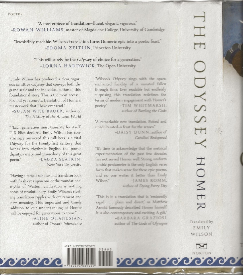 THE ODYSSEY HOMER TRANSLATED BY EMILY WILSON HARDCOVER WITH DUST JACKET ...
