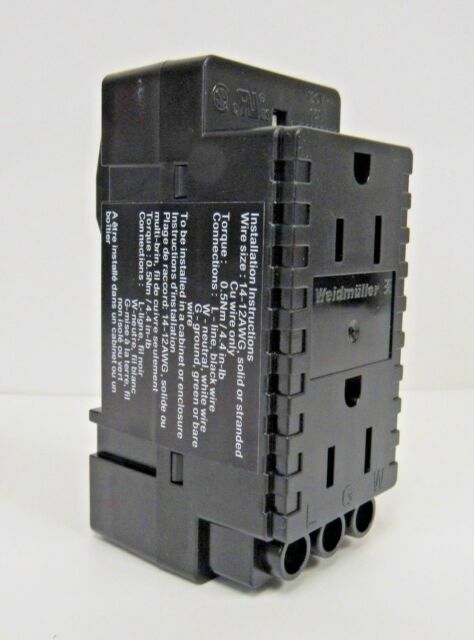 Weidmuller 6720005430 DIN Rail Mount Duplex Receptacle 120vac 15a for ...
