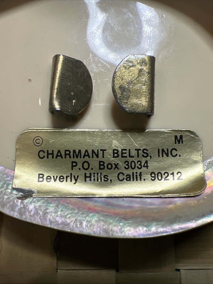 Vtg Rare Charmant Belts Inc. Beverly Hills Dark BLACK Gold Sea Shell ...