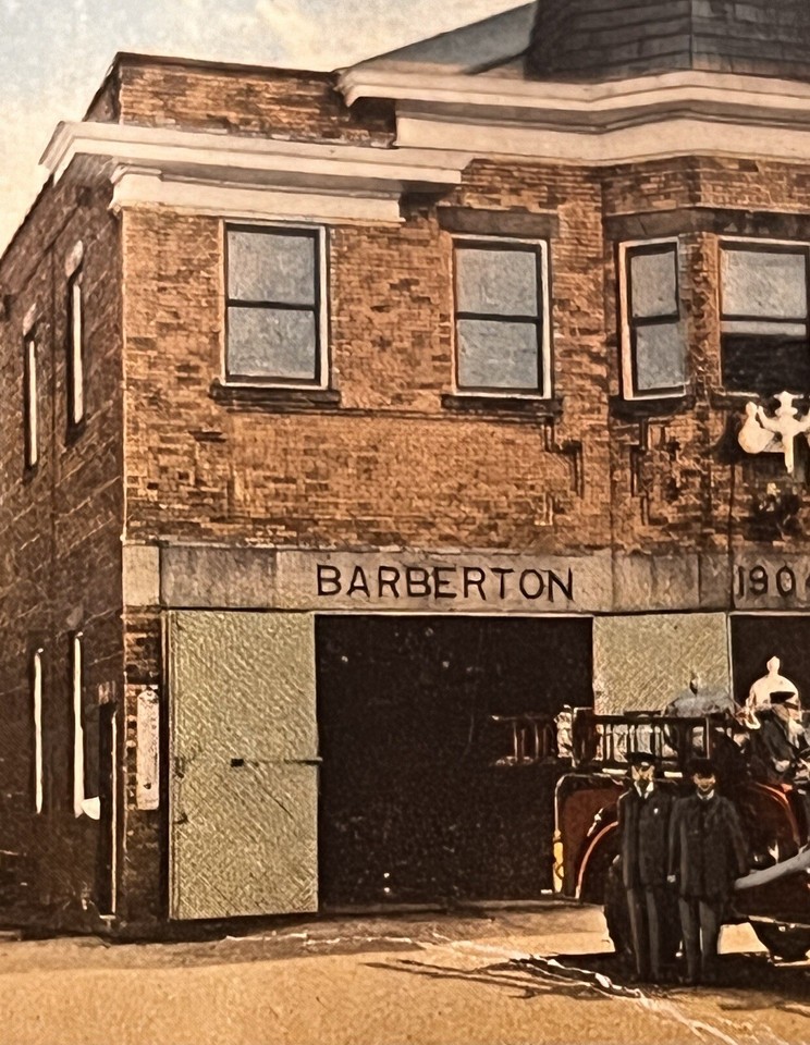 1920 FIRE DEPARTMENT Postcard BARBERTON, OHIO OH Old FIRE TRUCKS, FIRE ...