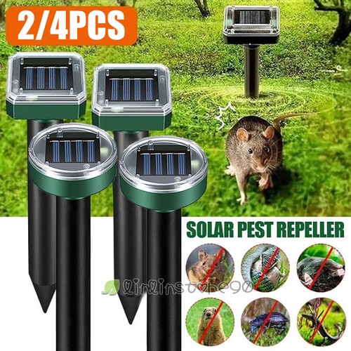 7000ft Solar Animal Mole Repeller Ultrasonic Sonic Gopher Stakes Snake ...