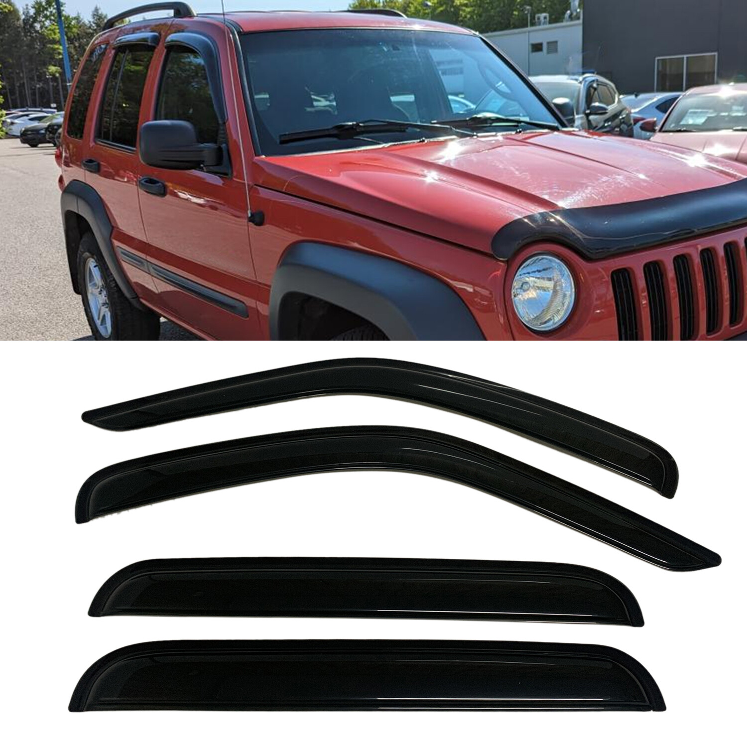 Fit 2002-2007 Jeep Liberty Window Visors Sun Vent Shade Rain Wind Guard ...