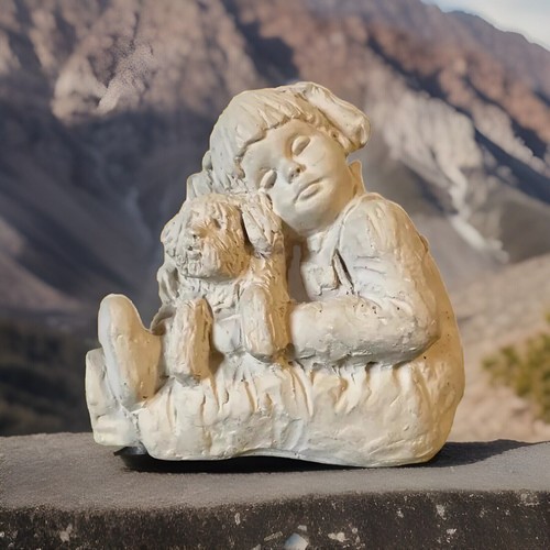 Bright Eyes Sculpture By Dee Crowley AUSTIN PROD 1987 Girl With Dog | eBay