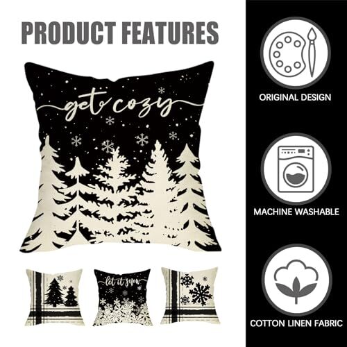 Winter Snowflake Decorative Throw Pillow Covers 18x18 Set of 18x18-Inch ...