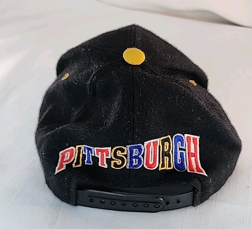 Vintage Pittsburgh Steelers Hat Cap Snapback Black Yellow Blockhead 90s ...