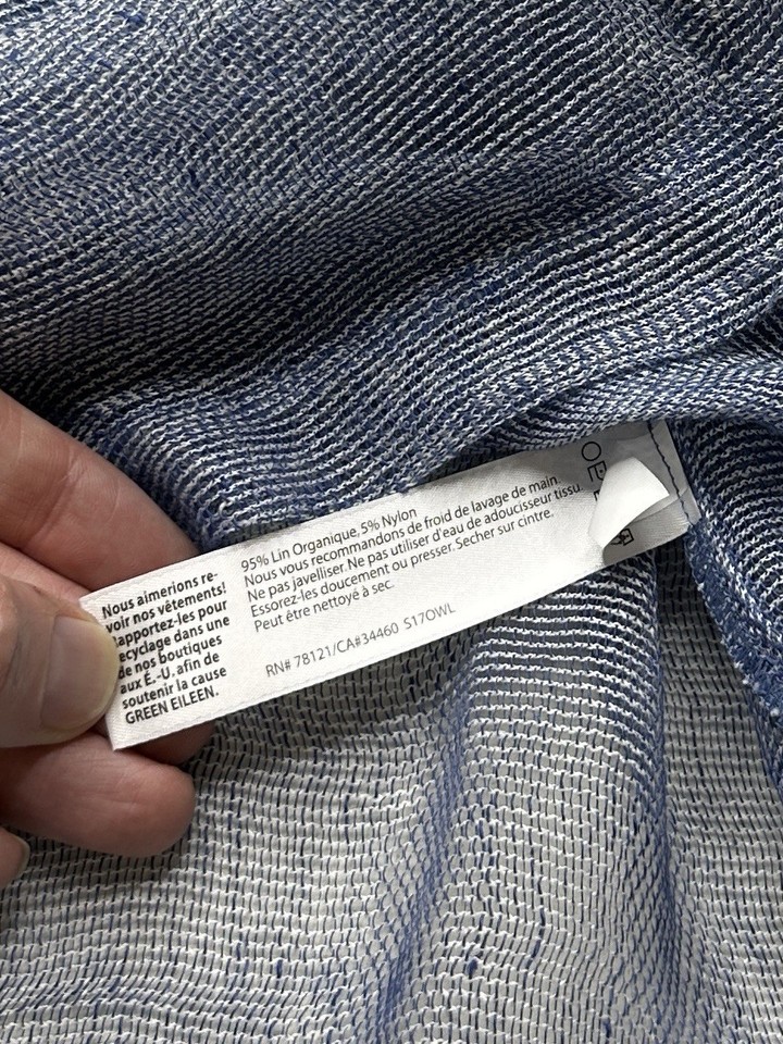 Eileen Fisher Linen Nylon Loose Weave Tunic Button Up Long Sleeve Sheer ...