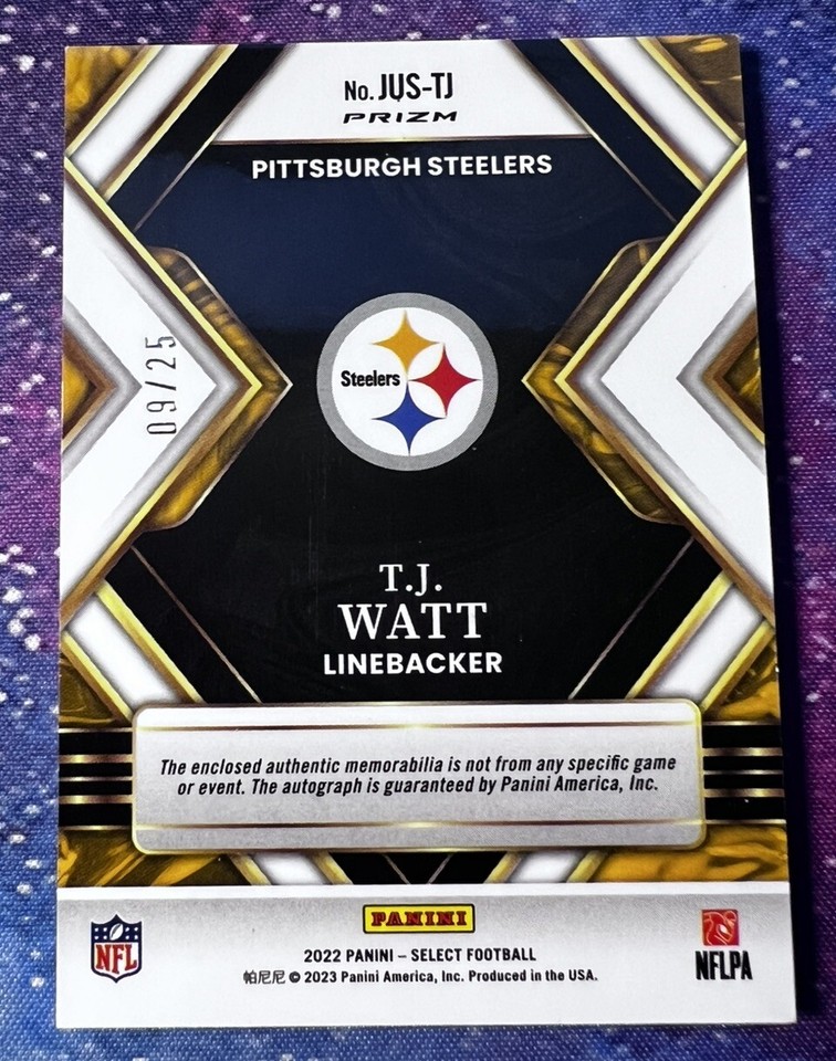 2022 Panini Select TJ Watt Tie-Dye Patch Auto /25 #JUS-TJ | eBay