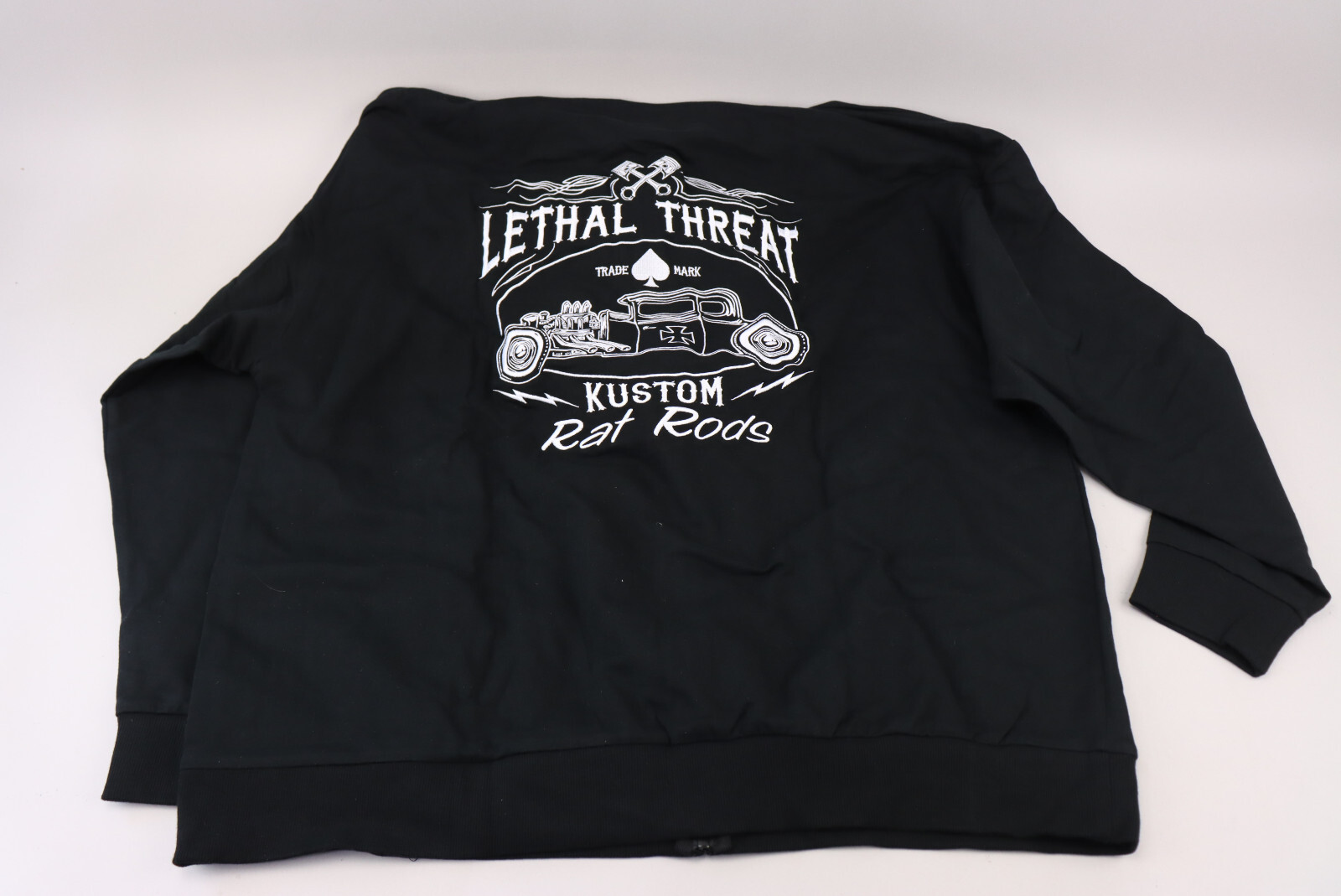 Lethal Threat 3XL Black Embroidered Full Zip Hoodie Kustom Rat Rods NWT ...