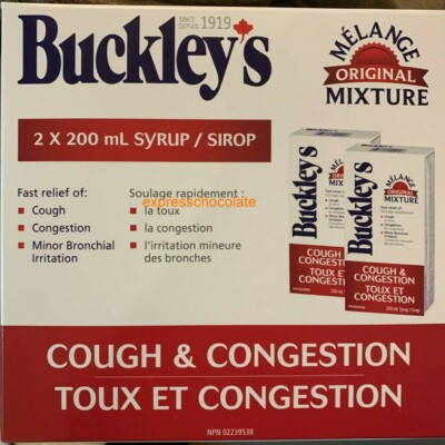 BUCKLEY'S ORIGINAL COUGH & CONGESTION SYRUP 2x 200mL SECURE TRACKING ...