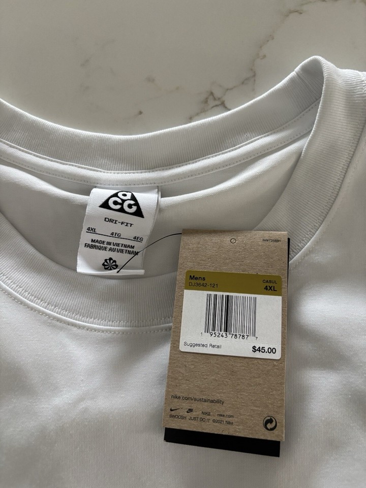 Nike ACG Logo T-Shirt White DJ3642-121 Mens Size 4XL | eBay