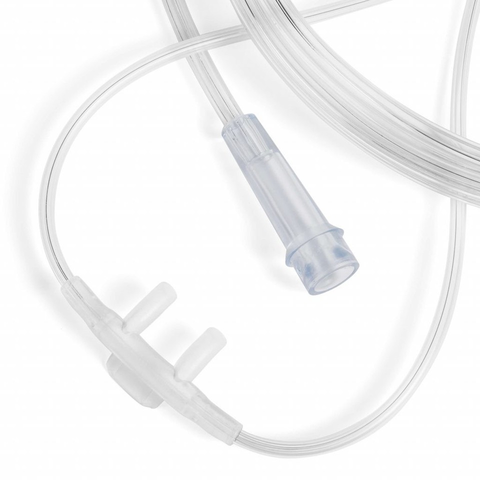 React Curved Lip Tab Nasal Cannula w/ 7 Foot Oxygen Supply Tubing (50 ...