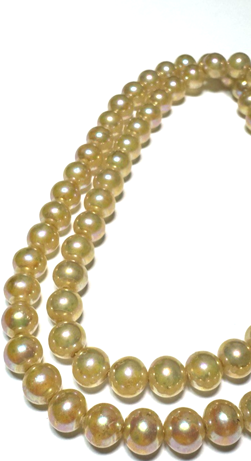Vintage Jewelry Long Iridescent Faux Pearl AB Glass Bead Necklace ...