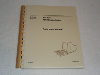 IBM 3151 ASCII Display Station 2nd Edition 1989 Rare Original Reference ...