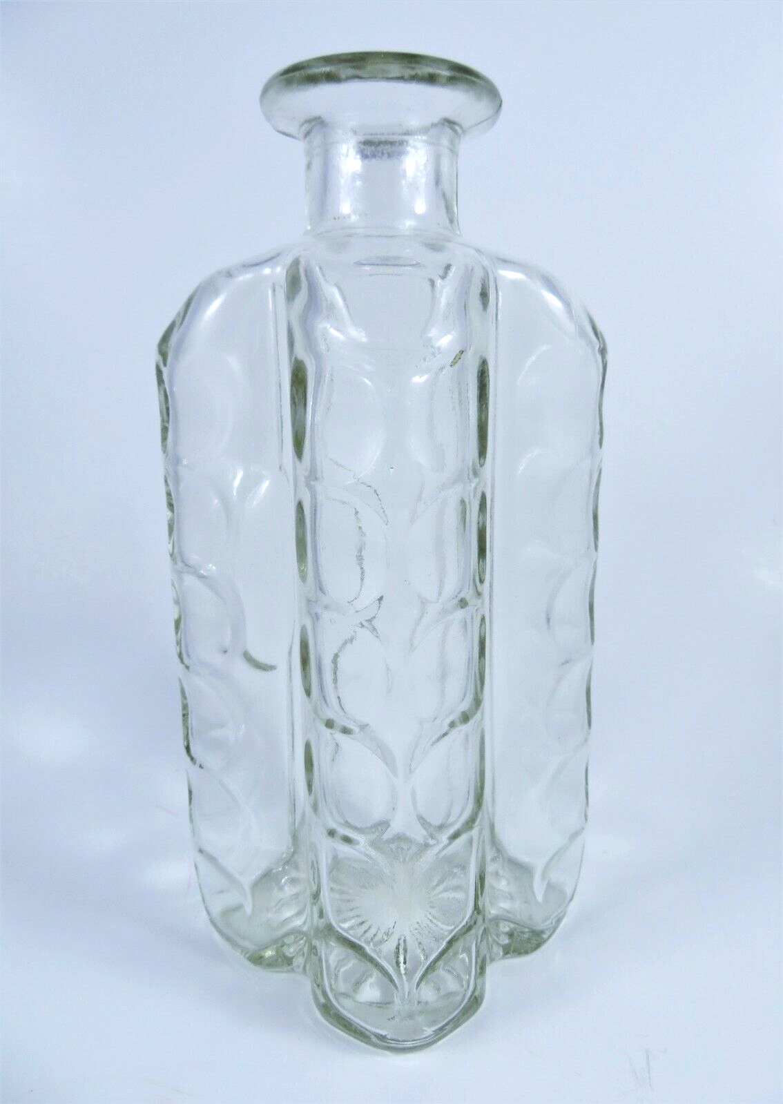 Vintage 1969 Thumb Pinch Clear Glass Bottle Pig Snout Top W/ Stopper 8. ...