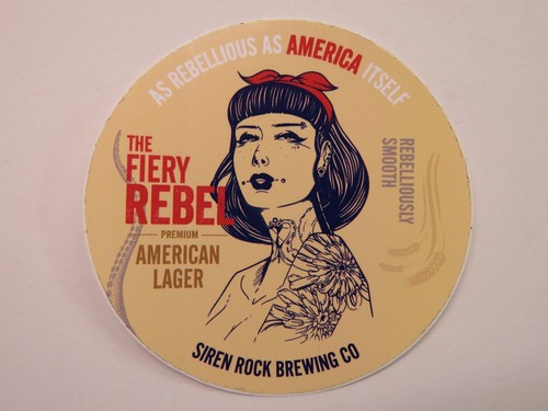Beer STICKER ~ SIREN ROCK Brewing The Ffiery Rebel Lager Ale ~ Rockwall ...