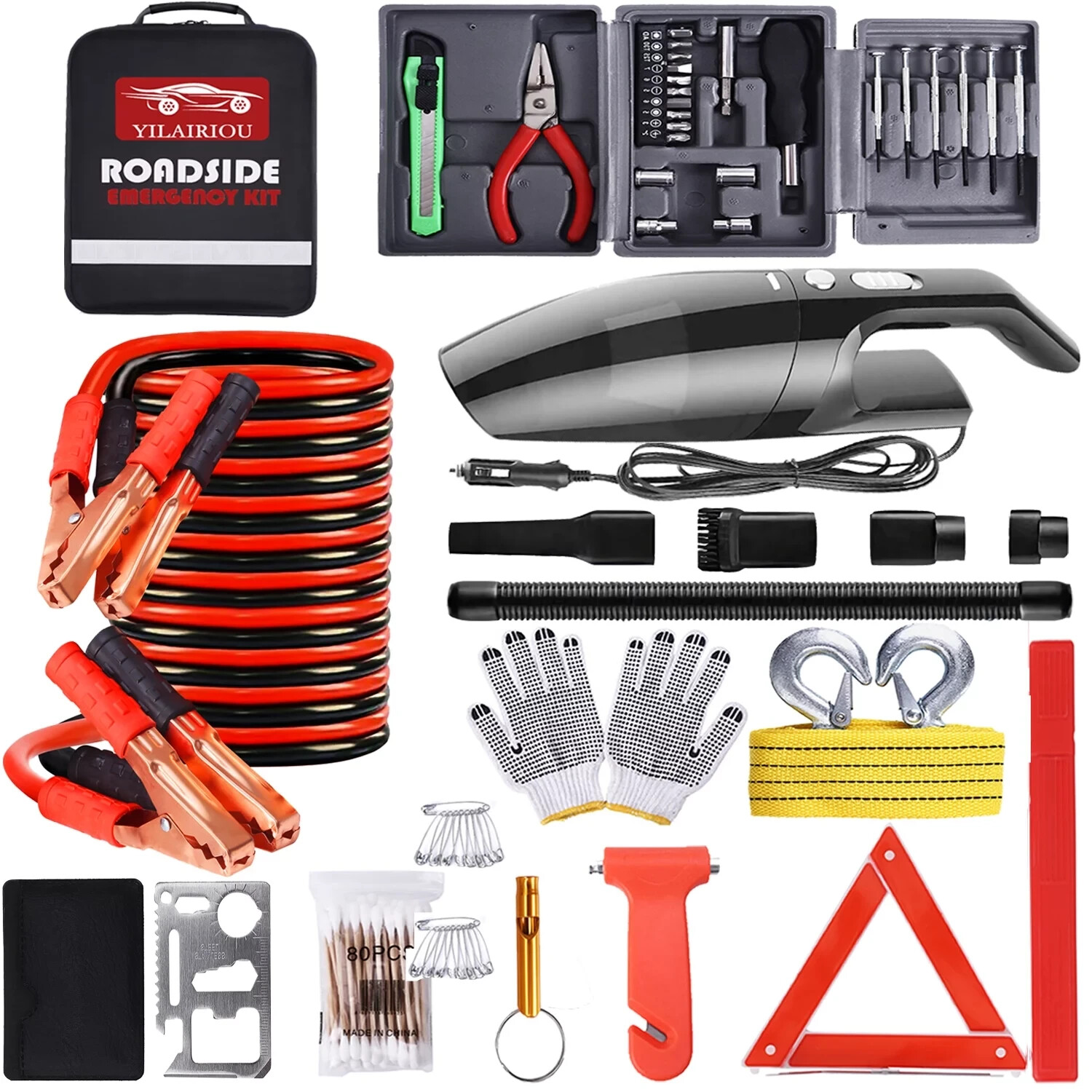 Auto Emergency Kit Set Car Tool Vehicle Safety Kit Portable Roadside ...
