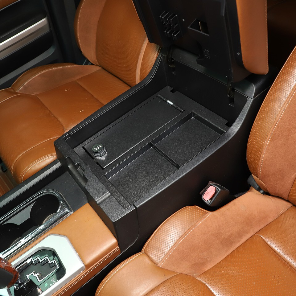 For TOYOTA Tundra 14-2020 2021 Center Console Safe GUN Storage Lock Box ...