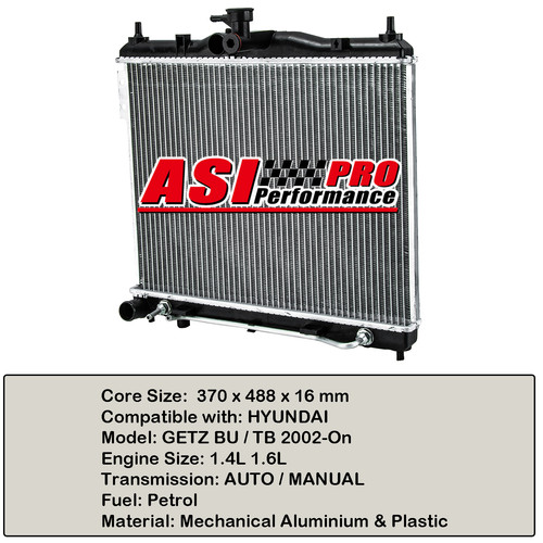 Premium Radiator For 2002-On HYUNDAI GETZ BU / TB 1.4L 1.6L Auto Manual ...