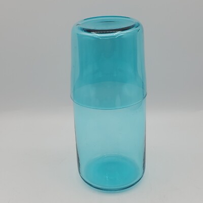 Tumble Up Water Bedside Carafe Set Aqua Blue Glass Jonathan Adler 25oz ...