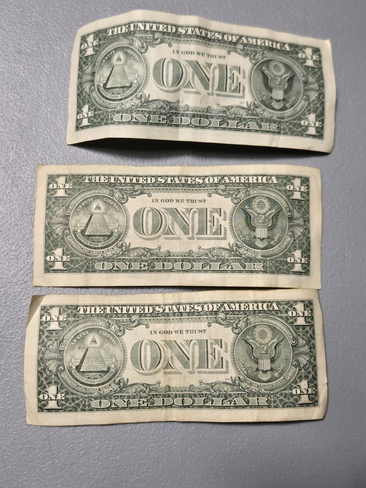 Lot Of 3 Fancy Serial Number 1 Dollar Bills. 666- Star Note- Six In Row ...