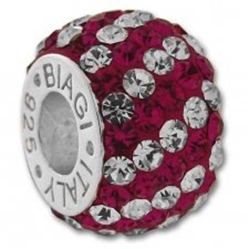 CARLO BIAGI SWAROVSKI CRYSTAL RINGS EUROPEAN BEADS Hot Pink Stripes ...