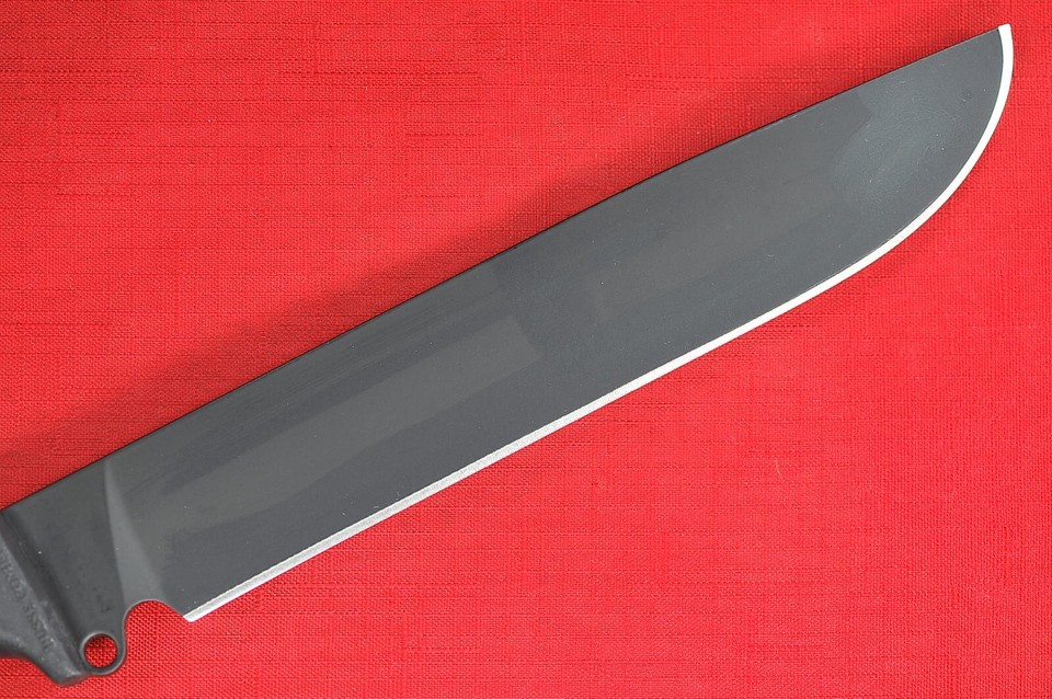 Busse Combat Basic 9 CG .27" Black Coated M-INFI Blade, Black Resiprene ...