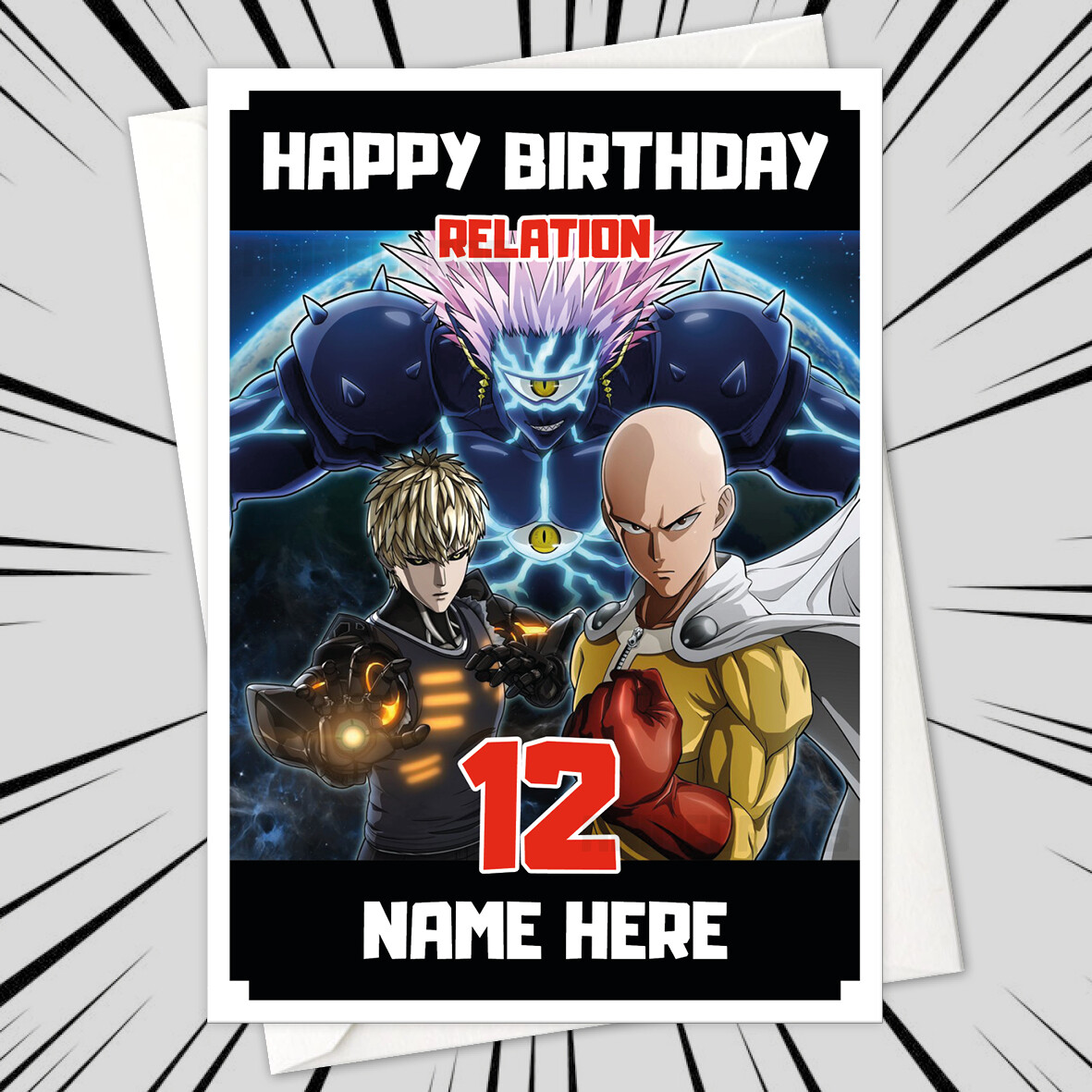 Personalised ONE PUNCH MAN Birthday Card • personalized saitama genos ...