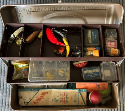 Vintage Tackle Box full of vintage fishing lures and accessories 60’s ...