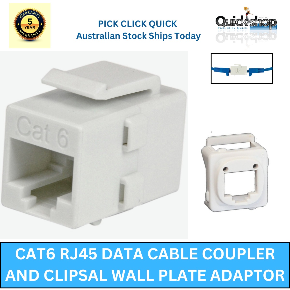 CAT6 RJ45 Data Patch Cable Keystone Coupler Joiner Port Wall Plate ...