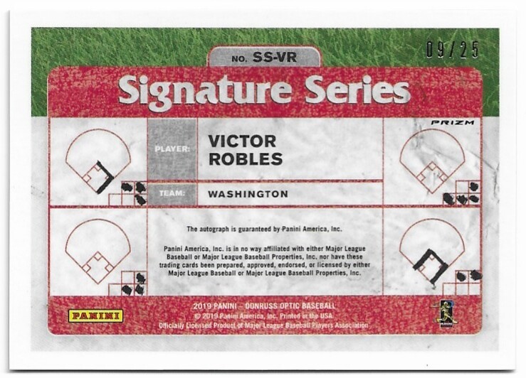 2019 Donruss Optic Signature Series VICTOR ROBLES Auto Holo Silver ...
