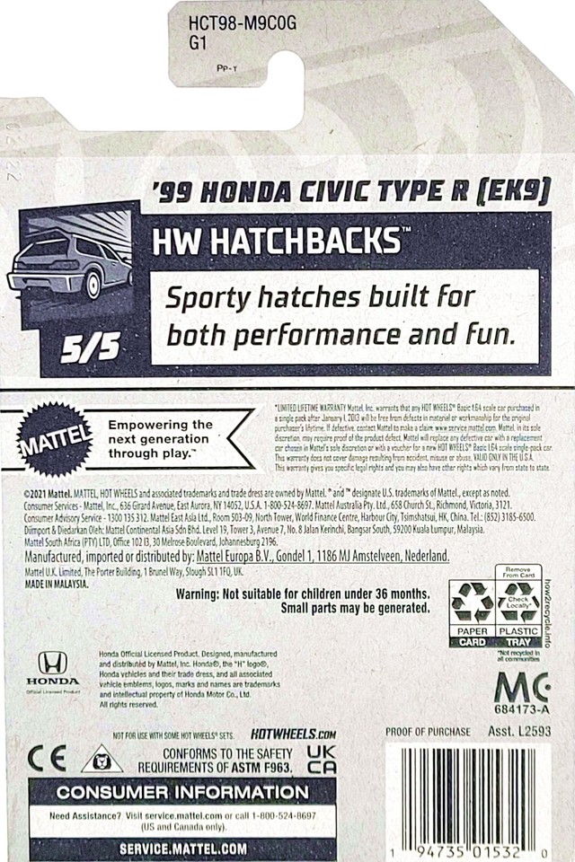 Hot Wheels '99 Honda Civic Type R (EK9) - CUSTOM Super Treasure Hunt 🟪 ...