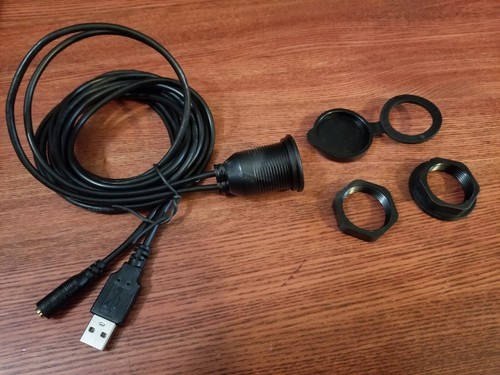 USB Car Mount Flush Cable Waterproof USB A & 3.5mm AUX Extension Dash ...