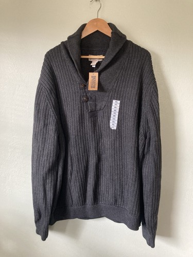 Duluth Trading Wool Blend Cable Brigadier Sweater Mens 4XL Gray Shawl ...