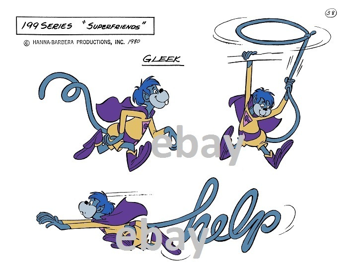 Super Friends GLEEK FULL BODY MODEL SHEET PRINT B Hanna Barbera Cartoon ...