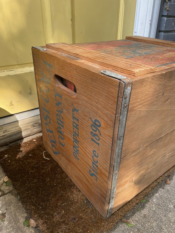 Rare Vintage Pepsi Cola Box Crate With Lid Wooden | eBay