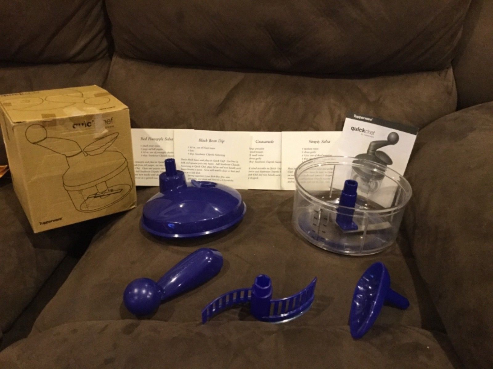 Tupperware Blue Quick Chef Food Processor Chopper Spin Blend Whisk Mix ...