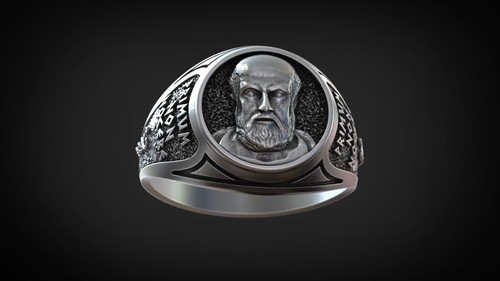 Signet ring hippocratic oath caduceus symbol ring 925 sterling silver ...