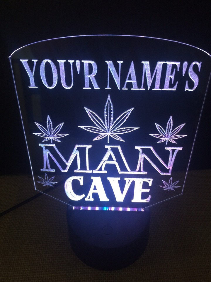 Marijuana Personalized Man Cave LED Neon Light Sign RGB Game Room ,Bar ...