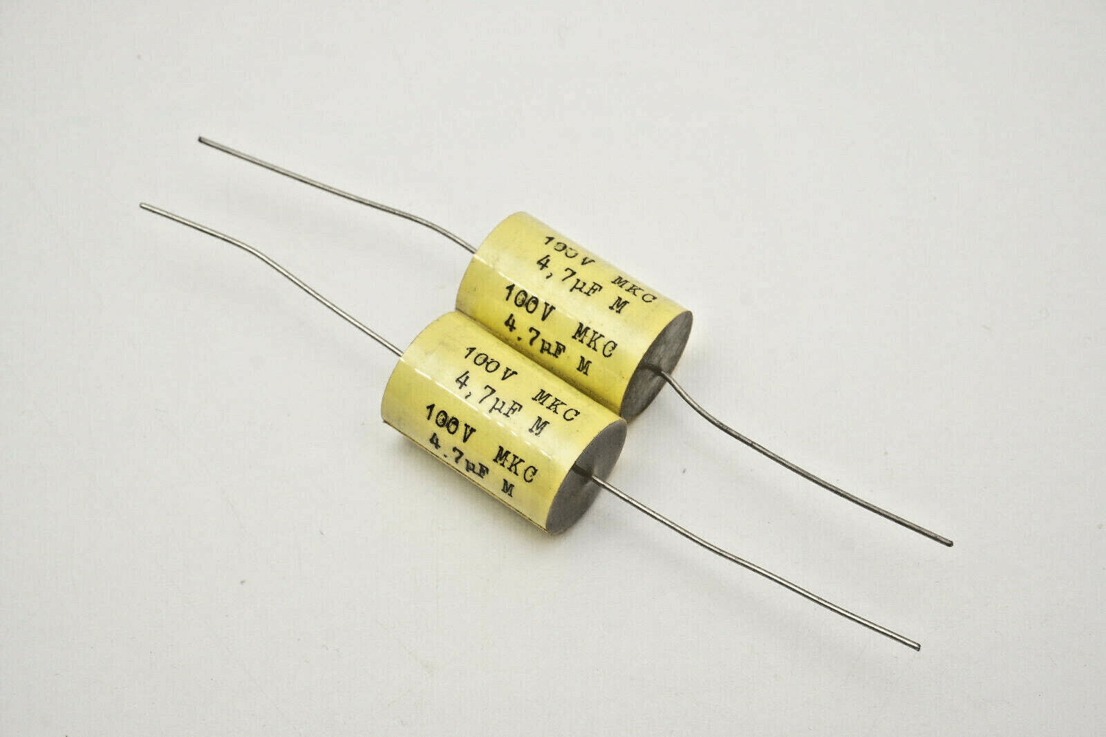 MKC 4.7uF 100V AXIAL Metallized Polyester Audio Capacitor Matched Pair ...